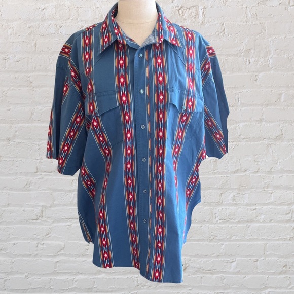 Wrangler | Shirts | Wrangler Western Mens Shirt In A Blue Western ...
